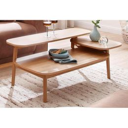 WOODMAN Couchtisch &raquo;Eichberg, Kafeetisch, Sofatisch, Wohnzimmertisch&laquo; mit 3 verschiedenen Ebenen, Breite 120 cm, FSC -zertifiziert beige