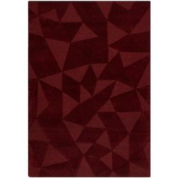 FLAIR RUGS Wollteppich &raquo;Shard&laquo; rechteckig 10 mm H&ouml;he Hoch-Tief Effekt, Handgearbeitet rot Wolle