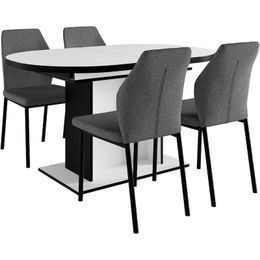 OTTO home Essgruppe &raquo;Basel, Tischgruppe mit 4 St&uuml;hlen, Esstisch ausziehbar 140 - 180 cm&laquo; Set, Otto's DAUERTIEFPREIS, 5 Stk. tlg. BESTSELLER, 
