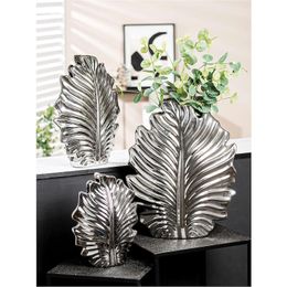 Gilde Bodenvase &raquo;Vase "Monstera" H. 45 cm&laquo; silber Keramik