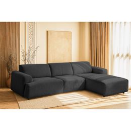 Home Affaire Ecksofa &raquo;Linkka, Breite 301 cm&laquo; L-Form, in einem weichen Chenille-Stoff, mit Wellenunterfederung schwarz 90% PES, 10% Nylon
