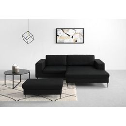 DOMO collection Ecksofa &raquo;Modica kompakt und elegant, Breite 244, L-Form&laquo; moderne Optik mit extrabreiter Recamiere, auch in Cord grau 100% Polyester