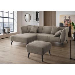 Home Affaire Ecksofa &raquo;Colori Polsterm&ouml;bel mit zeitlos eleganter R&uuml;ckenf&uuml;hrung. L-Form&laquo; Holzfu&szlig;farbe w&auml;hlbar, inkl. 4x Zierkissen grau 100% Polyester