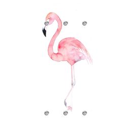 queence Garderobenleiste &raquo;Flamingo&laquo; mit 6 Haken, 50 x 120 cm bunt Acrylglas, Edelstahl