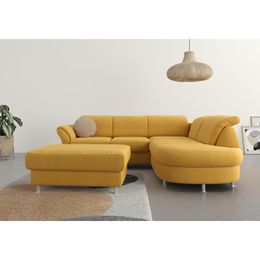 Sit & More sit&more Ecksofa &raquo;Apulia L-Form&laquo; wahlweise Bettfunktion, Bettkasten und Kopf- und Armteilverstellung gelb Webstoff (100% Polyester);Struktur weich (90