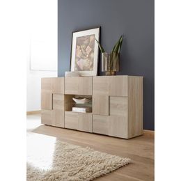 Home Affaire Sideboard &raquo;Dama Breite 181, Kommode 2 T&uuml;ren u. 2 Schubk&auml;sten, Anrichte&laquo; Front in 3D-Optik, viel Stauraum, verschiedene Farben braun