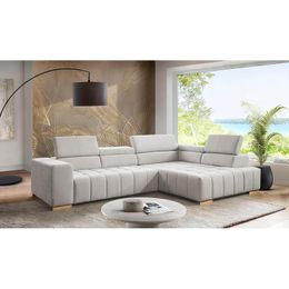 exxpo - sofa fashion Ecksofa &raquo;Elianos, hoher Sitzkomfort, aufwendige Kreuzsteppung im Sitz, L-Form&laquo; Kopfteile & Sitztiefe verstellbar, mit 