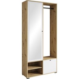 Home Affaire Garderobenschrank &raquo;DINO Kompaktgarderobe, Garderoben-Set DINO&laquo; Mit Spiegel und Kleiderstange, 90 cm breit, T&uuml;ranschlag wechselbar braun