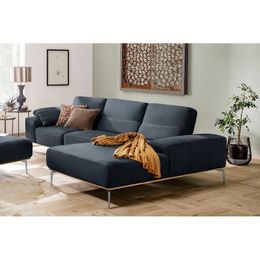 W.Schillig Ecksofa &raquo;run, Designsofa mit tollem Sitzkomfort, bequem, L-Form&laquo; mit elegantem Holzsockel, F&uuml;&szlig;e in Chrom gl&auml;nzend, Breite 319 cm blau 