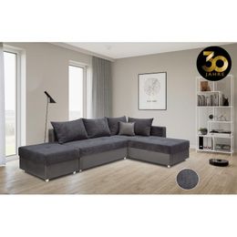 Collection AB Ecksofa &raquo;Italia L-Form&laquo; mit Bettfunktion und Bettkasten, in Cord-Samt Mix grau 100%Polyester