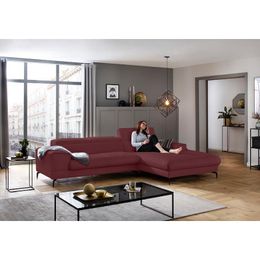 W.Schillig Ecksofa &raquo;piedroo, Designsofa mit tollem Sitzkomfort, L-Form&laquo; Kopfteilverstellung, wahlweise mit Sitztiefenverstellung, Breite 303cm rot 