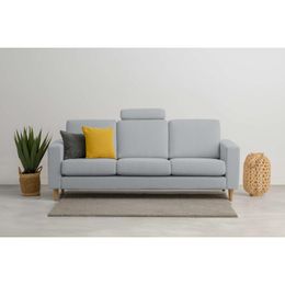 OTTO home 3-Sitzer &raquo;Tvinno&laquo; im skandinavischen Stil, mit Massivholzf&uuml;&szlig;en, Breite 217 cm grau 100% polyester