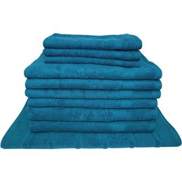 Dyckhoff Handtuch Set &raquo;Planet&laquo; Set 10 Stk. Frottier Umfangreiches Badezimmer Komplett-Set inklusive Badvorleger blau Frottier, Obermaterial: 100% Baumwolle
