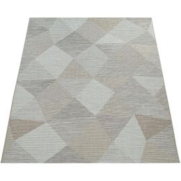 Paco Home Teppich &raquo;Kortrijk 743&laquo; rechteckig 4 mm H&ouml;he Flachgewebe, modernes Design, Pastell-Farben, In- und Outdoor geeignet beige Polypropylen (PP)