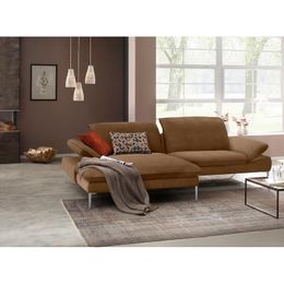 W.Schillig Ecksofa &raquo;enjoy&MORE, Designsofa, elegant und bequem, L-Form&laquo; mit Sitztiefenverstellung, F&uuml;&szlig;e Chrom gl&auml;nzend, Breite 294 cm braun Chenille-