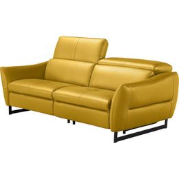 Egoitaliano 2,5-Sitzer &raquo;Dafne, elegantes Designsofa mit hohem Sitzkomfort&laquo; wahlw. mit elektrischer Relaxfunktion, Kopfteile manuell verstellbar gelb Leder &raquo;BULL&laquo; 