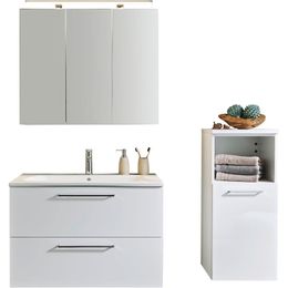Nolte SPA Badm&ouml;bel-Set &raquo;Lux - Badm&ouml;bel-Set&laquo; Komplett-Set, Spiegelschrank, Keramikbecken, Waschtisch 2 Ausz&uuml;ge, LED, erw., li/re, 3 Stk. tlg. MDF