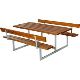 Plus Garten-Essgruppe &raquo;&raquo;Basic&laquo; Kombim&ouml;bel + 2 R&uuml;ckenlehnen&laquo; 1 Stk. tlg. 177x184x75/45 cm braun FSC -zertifizierter Holzwerkstoff, Stahl