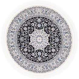 CarpetFine Teppich &raquo;Nain Diane&laquo; rund 8 mm H&ouml;he Kurzflorteppich, Orient Look blau Polyester, Polypropylen