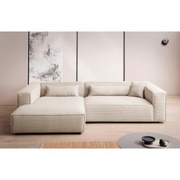 LeGer Home by Lena Gercke Ecksofa &raquo;PIARA XXL, Big-Sofa, Cord, Leinenoptik o. Strukturstoff, L-Form&laquo; wahlweise Ottomane rechts/links, Kedernaht, extra 