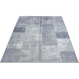 LUXOR living Teppich &raquo;Punto 3&laquo; rechteckig 5 mm H&ouml;he Kurzflor, bedruckt, modernes Patchwork Design blau Polyester
