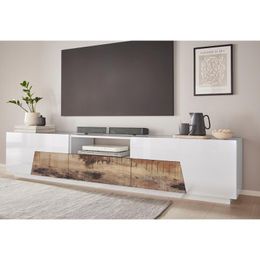 Home Affaire Lowboard &raquo;ALIEN- TV-Board, mit 4 T&uuml;ren, 1 Schublade und 1 offenes Fach&laquo; TV-Kommode Breite ca. 220 cm "Made in Italy" wei&szlig; FSC -