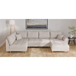 Home Affaire Wohnlandschaft &raquo;CHARRE U-Form mit Ottomane, Ma&szlig;e B/T/H: 310/161/81 cm&laquo; feine Steppung, lose R&uuml;cken- und Zierkissen, auch in Cord und 