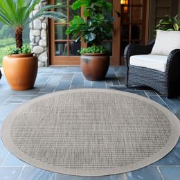 Ayyildiz Teppiche Outdoorteppich &raquo;GIZA 1410&laquo; rund 3 mm H&ouml;he In- und Outdoor, Wetterfest, Wasserabweisend, robust grau Polypropylen