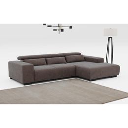 COTTA Ecksofa &raquo;Side L-Form, mit Kopfteilverstellung & 3 Nierenkissen&laquo; optional motorische Sitztiefenverstellung braun 100% POLYESTER (PES)