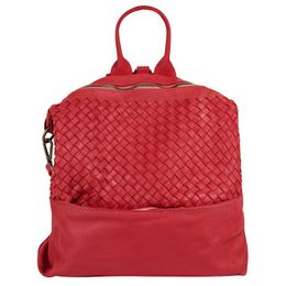 Samantha Look Damen Cityrucksack echt Leder, Made in Italy rot B/H/T: 31cm x 31cm x 9cm, onesize