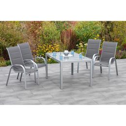 Merxx Garten-Essgruppe &raquo;Amalfi di lusso&laquo; 5 Stk. tlg. Alu/Textil grau Aluminium, Polyester