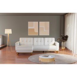 Sit & More sit&more Ecksofa &raquo;Orient 5 L-Form&laquo; mit Strass-Stein, wahlweise mit Bettfunktion und Bettkasten wei&szlig; 100% Polyuretan