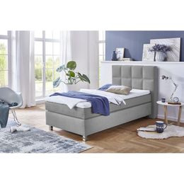 Westfalia Schlafkomfort Boxspringbett mit Topper grau Bezug Bett: Feinstruktur 100% Polyester;Bezug Bonnell-Federkernmatratze: 100% Polyester;Bezug Kaltschaummatratze: 100% 
