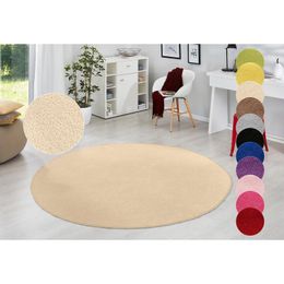 Hanse Home Teppich &raquo;Fancy&laquo; rund 7 mm H&ouml;he Kurzflor, Weich, Einfarbig, Wohnzimmer, Schlafzimmer, Esszimmer beige Kunstfaser