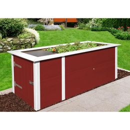 Weka Hochbeet BxTxH: 205x80x81 cm, mit Anbauschrank rot Massivholz