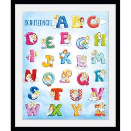 queence Bild &raquo;Schutzengel ABC&laquo; A B Buchstaben C Engel G&ouml;tter 1 Stk. tlg. HD Premium Poster-Druck inkl. Holzrahmen bunt Acrylglas, Holz, Papier