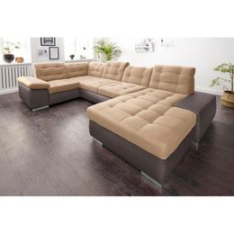 Sit & More sit&more Wohnlandschaft &raquo;Ontario U-Form&laquo; XXL, wahlweise mit Bettfunktion braun Luxus-Microfaser (Variante 2: 90% Polyester, 10% Polyamid);Flachgewebe 