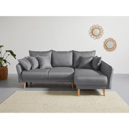 Home Affaire Ecksofa &raquo;Granbo L-Form&laquo; incl. Bettfunktion und Bettkasten, Federkern-Polsterung, Seitentasche grau 100% Polyester
