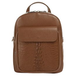 CLUTY Damen Cityrucksack echt Leder, Made in Italy braun B/H/T: 26cm x 22cm x 9cm, onesize
