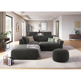 Sit & More sit&more Ecksofa &raquo;Cadabra L-Form&laquo; Breite 243 cm, inklusive Sitztiefenverstellung grau Samtoptik (100% Polyester);Soft clean (98% Polyester, 2% 