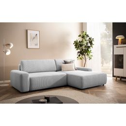 Home Affaire Ecksofa &raquo;TORGE (264cm), Schlafsofa in Cord, Samtvelours o Struktur fein, L-Form&laquo; Schlaffunktion, Bettkasten, Liegefl&auml;che: 125/210 cm grau