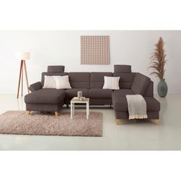 Home Affaire Wohnlandschaft &raquo;Westerland U-Form&laquo; Federkern, wahlweise Bettfunktion, Stauraum und Armlehn-Verstellung braun 100% Polyester