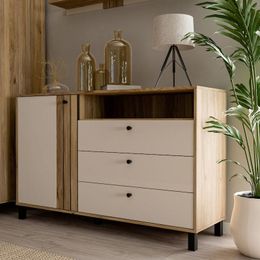 FORTE Sideboard &raquo;Killarney&laquo; Sideboard, Stauraum, Soft Close, Metallgriffe beige Dekorfolie, MDF, Metall, Spanplatte