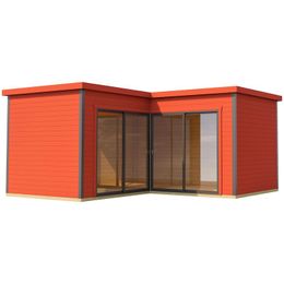Lasita Maja Gartenhaus &raquo;DOMEO 6 SCHWEDENROT/ANTHRAZIT&laquo; Fundamentmass 5000 x 5000, Schwedenrot rot Holzwerkstoff