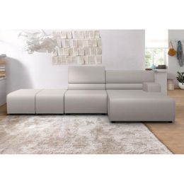 Egoitaliano Ecksofa &raquo;Babouche, Designsofa mit au&szlig;ergew&ouml;hnlichem Sitzkomfort zum Wohlf&uuml;hlen&laquo; grau Leder &raquo;BULL&laquo; (echtes Rindsleder). Geschliffenes, pigmentiertes 
