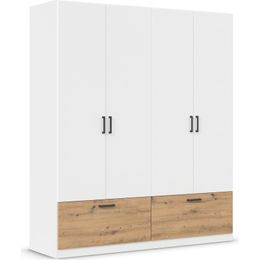 Rauch Dreht&uuml;renschrank &raquo;Kleiderschrank Schrank Garderobe W&auml;scheschrank BARI&laquo; mit Schubk&auml;sten und modernem Griff in Graumetallic MADE IN GERMANY wei&szlig; 