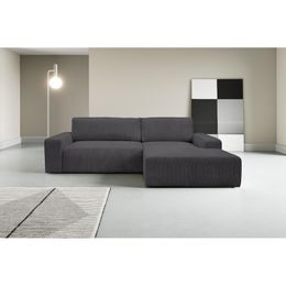 WERK2 Ecksofa &raquo;Rotterdam-L, kuschelweicher Cord oder Breitcord, L-Form, Breite 267 cm&laquo; Design Ecksofa mit Schlaffunktion & Bettkasten, Cord, Anthrazit