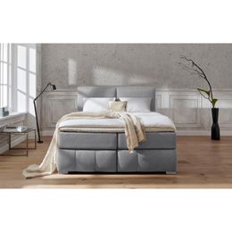 Home Affaire Boxspringbett &raquo;Wehma&laquo; inkl. Topper in 3 verschiedenen Matratzen, auch in Samtstoff grau Struktur fein (100% Polyester)