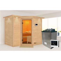 Karibu Sauna &raquo;Sanna 2&laquo; Set, Ofen 9 KW externe Strg easy beige