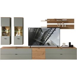Innostyle Wohnwand &raquo;Ina Wohnwand, 340x185x44 cm (B/H/T)&laquo; 7 Stk. tlg. ABS-Kunststoff, Glas, Holzwerkstoff, MDF, Metall